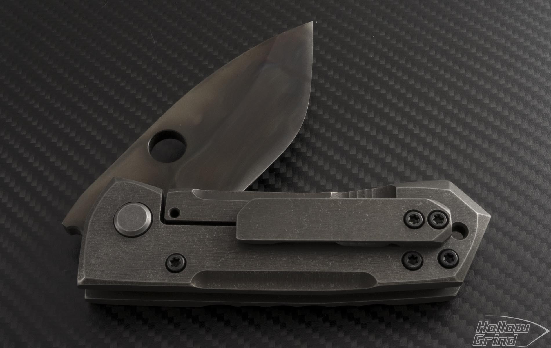 Crusader Forge Custom Metal VIS-T S/E Folder Knife (3in Black Plain S35 ...
