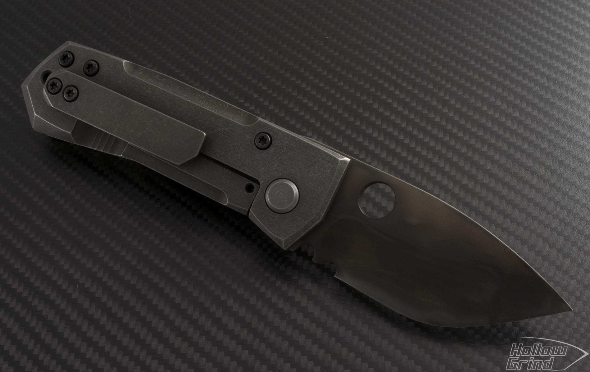 Crusader Forge Custom Metal VIS-T S/E Folder Knife (3in Black Plain S35 ...