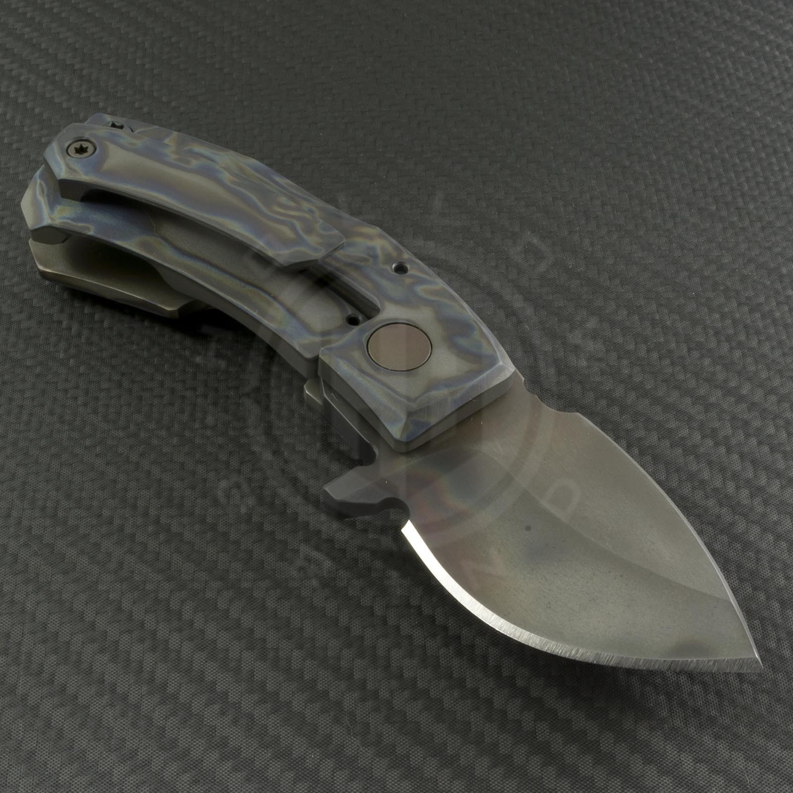 Crusader Forge Custom Titanium APEX S/E Flipper Knife (2.5in Heat Fired ...