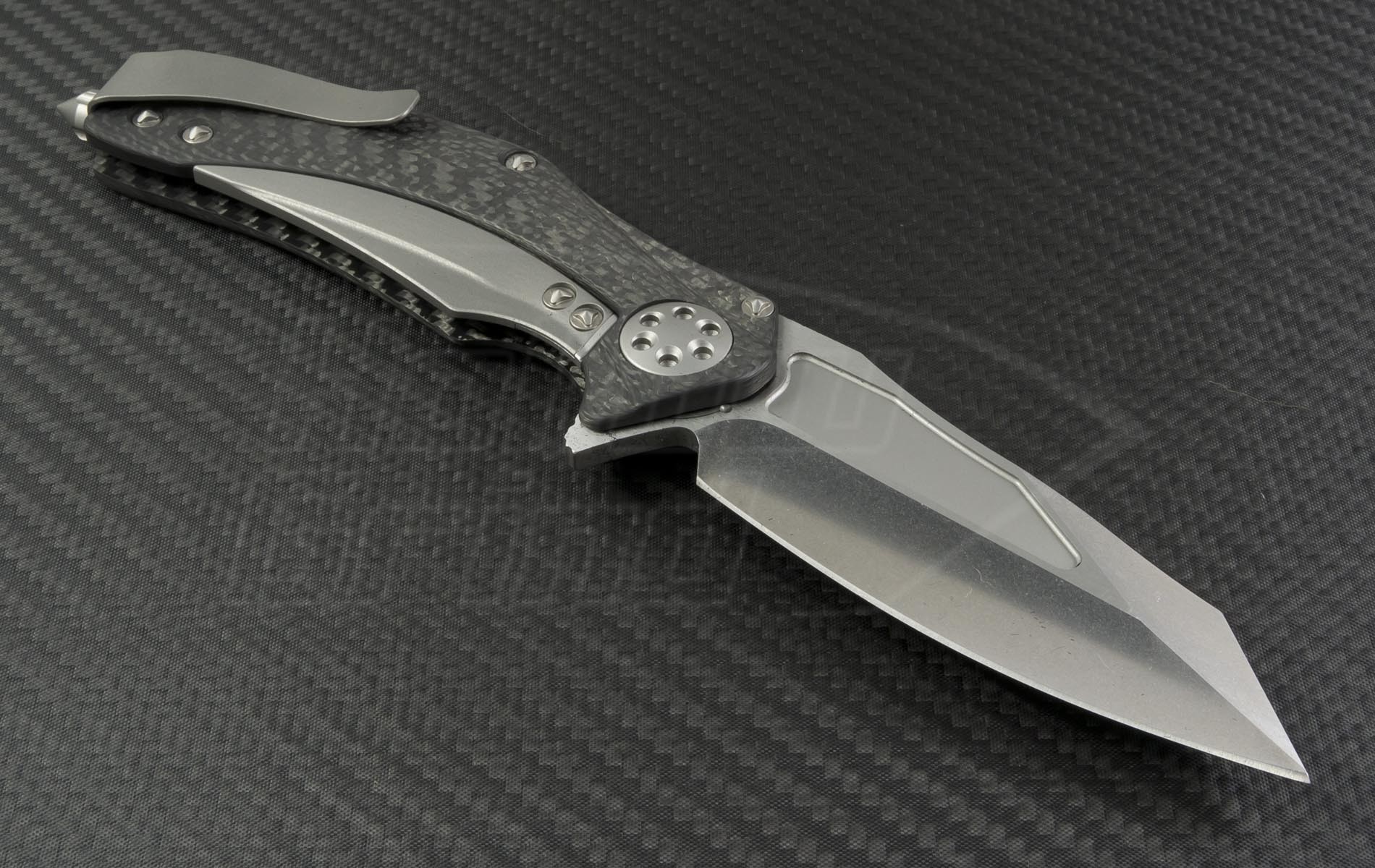 Microtech Knives Custom Carbon Fiber Matrix S/E Flipper Knife (3.75in ...