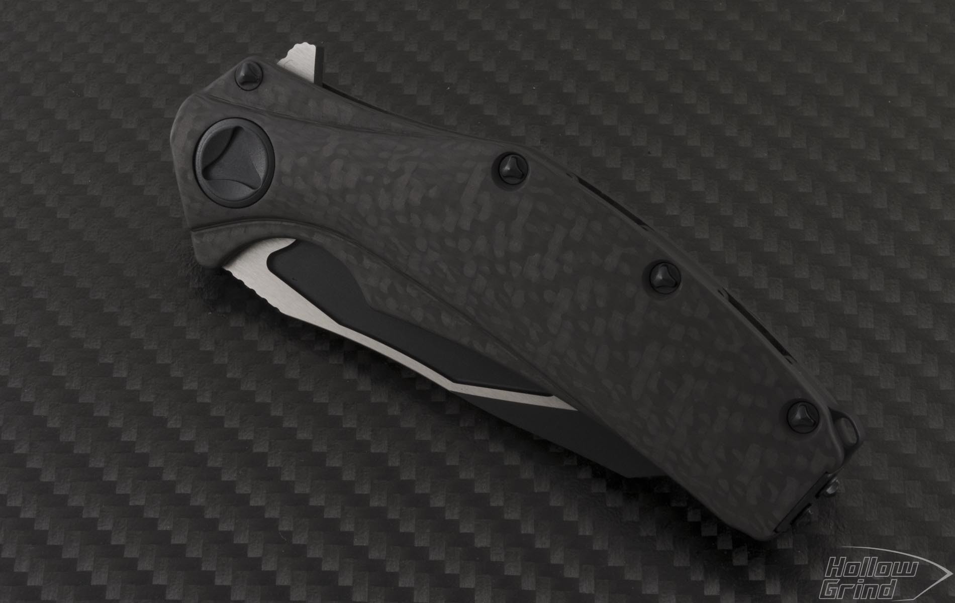 Microtech Knives Custom Carbon Fiber Mini Matrix S/E Flipper Knife (3in ...