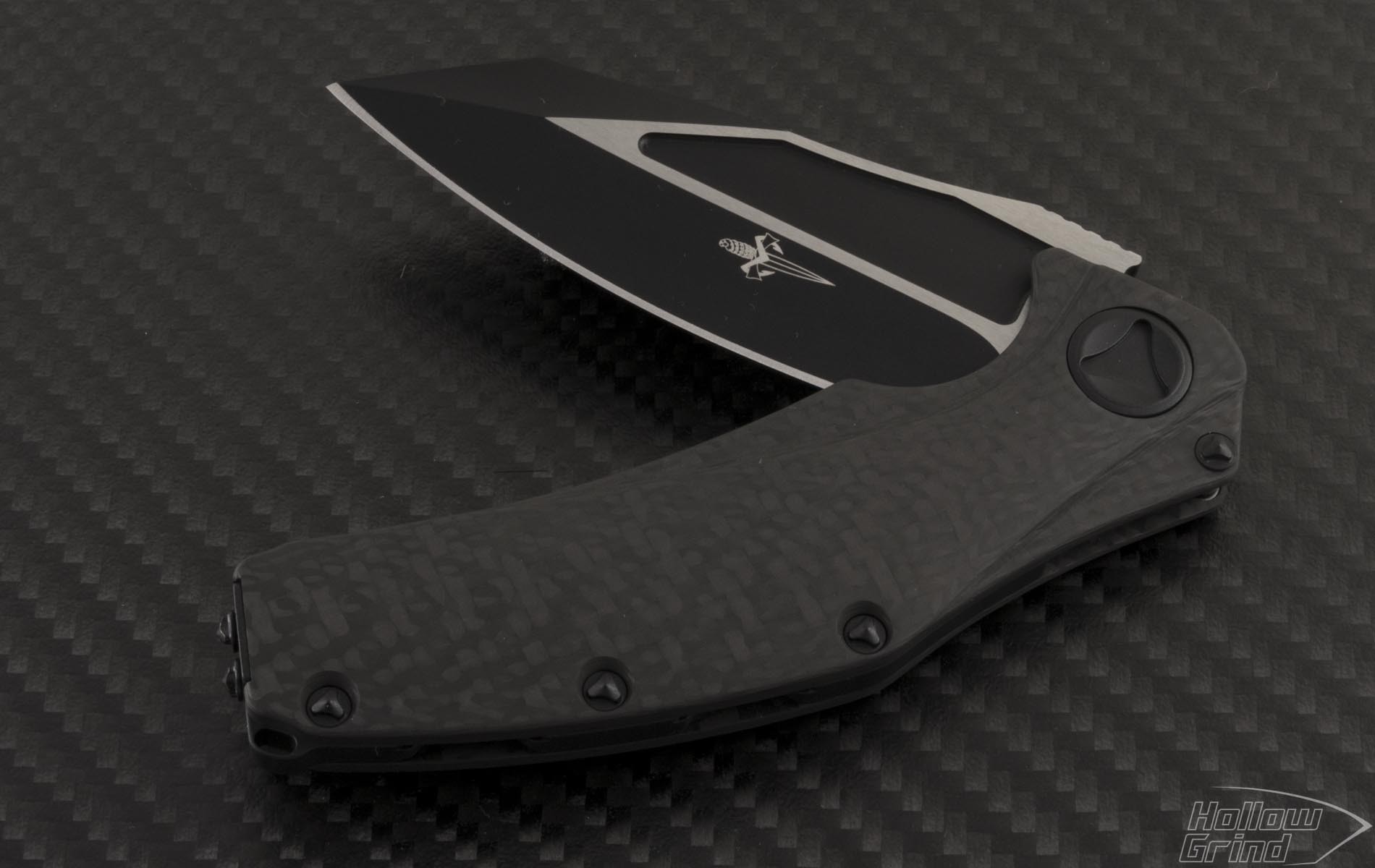 Microtech Knives Custom Carbon Fiber Mini Matrix S/E Flipper Knife (3in ...