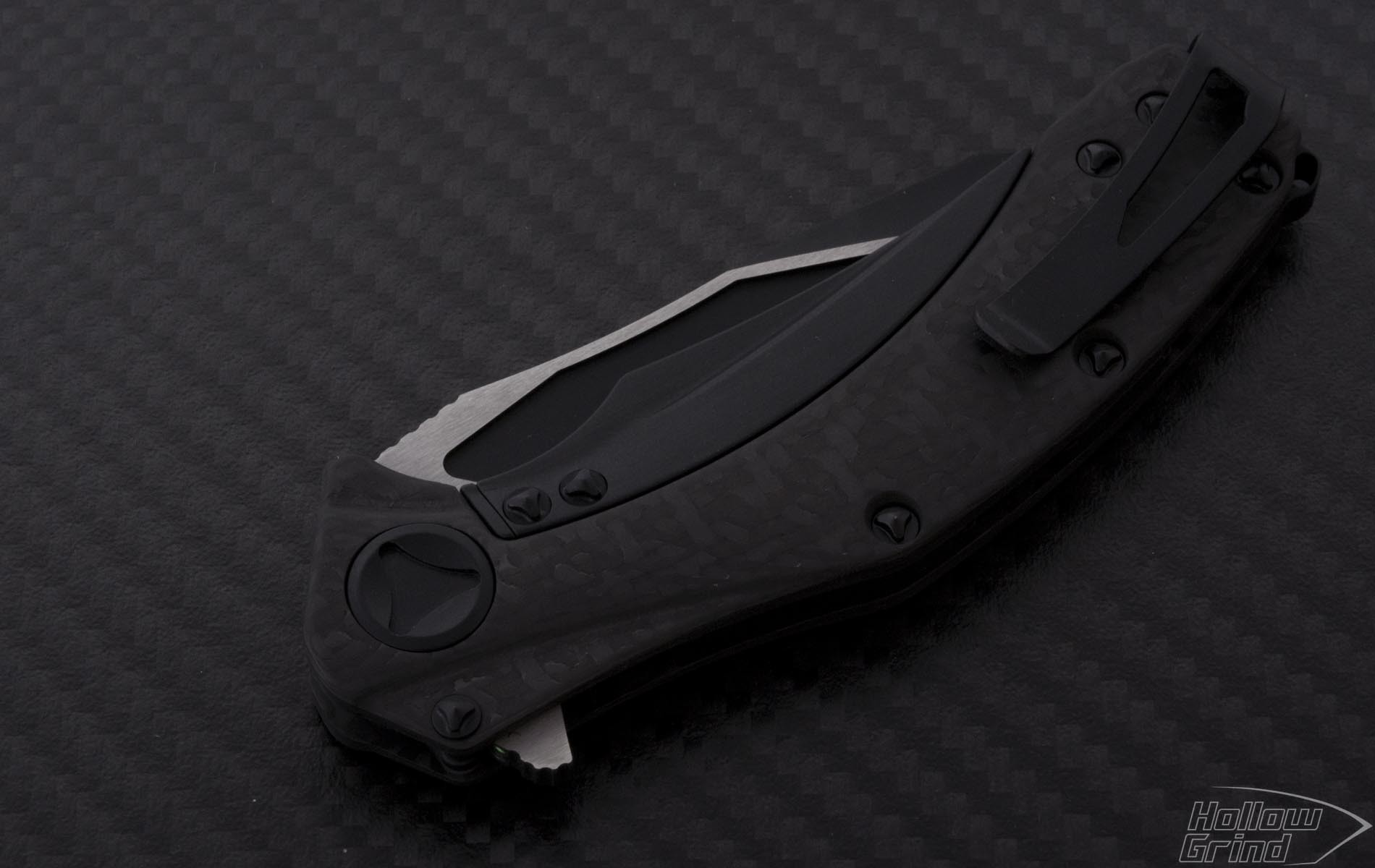 Microtech Knives Custom Carbon Fiber Mini Matrix S/E Flipper Knife (3in ...