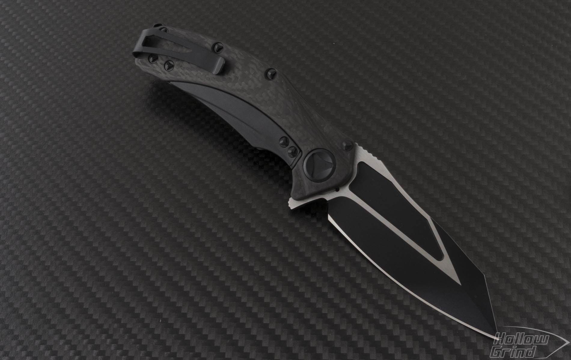 Microtech Knives Custom Carbon Fiber Mini Matrix S/E Flipper Knife (3in ...