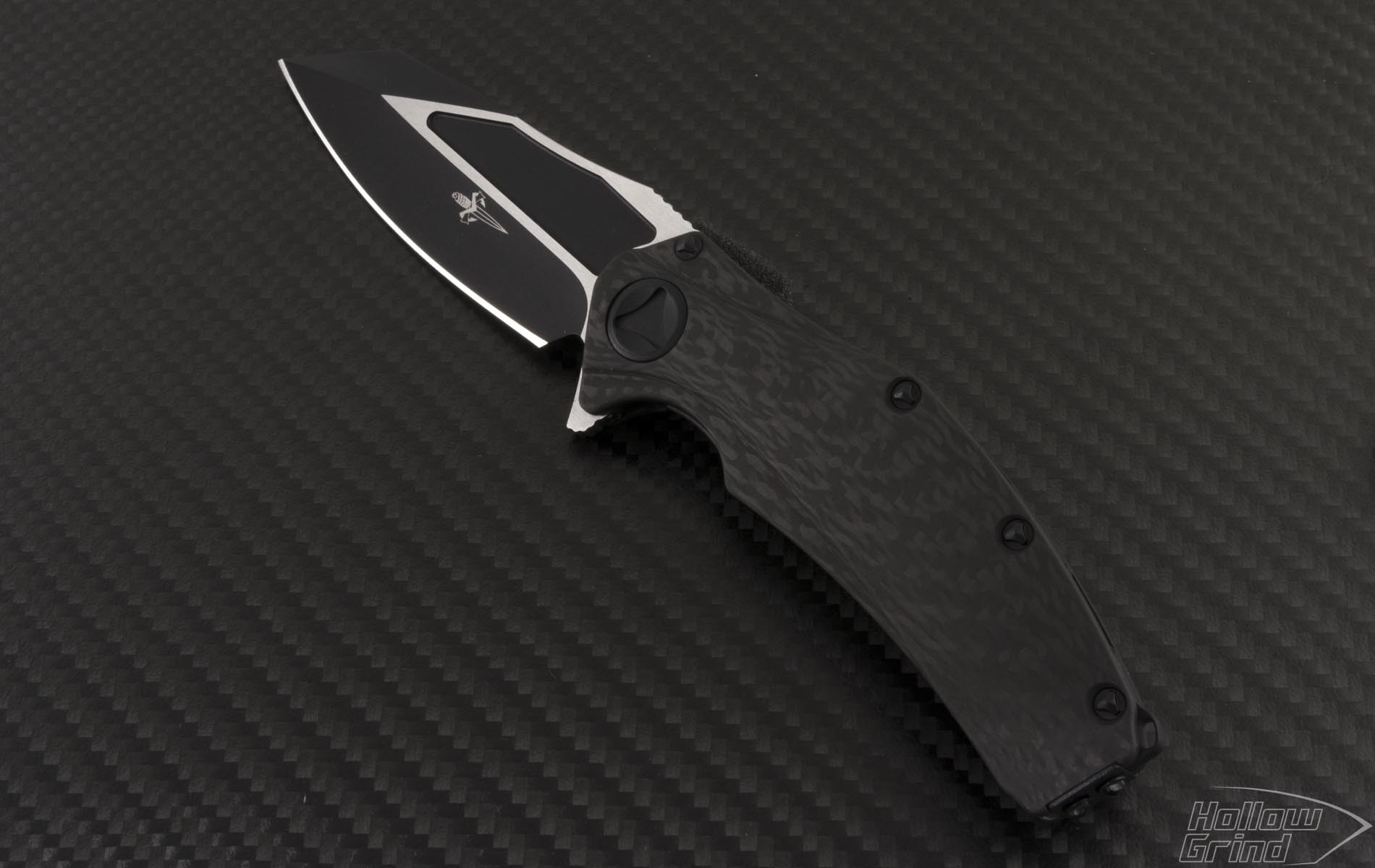 Microtech Knives Custom Carbon Fiber Mini Matrix S/E Flipper Knife (3in ...