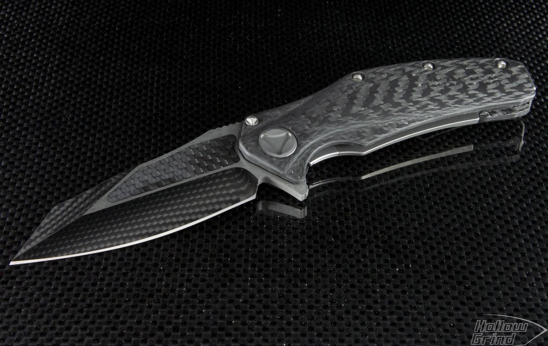 Microtech Knives Custom Carbon Fiber Mini Matrix S/E Flipper Knife (3in ...