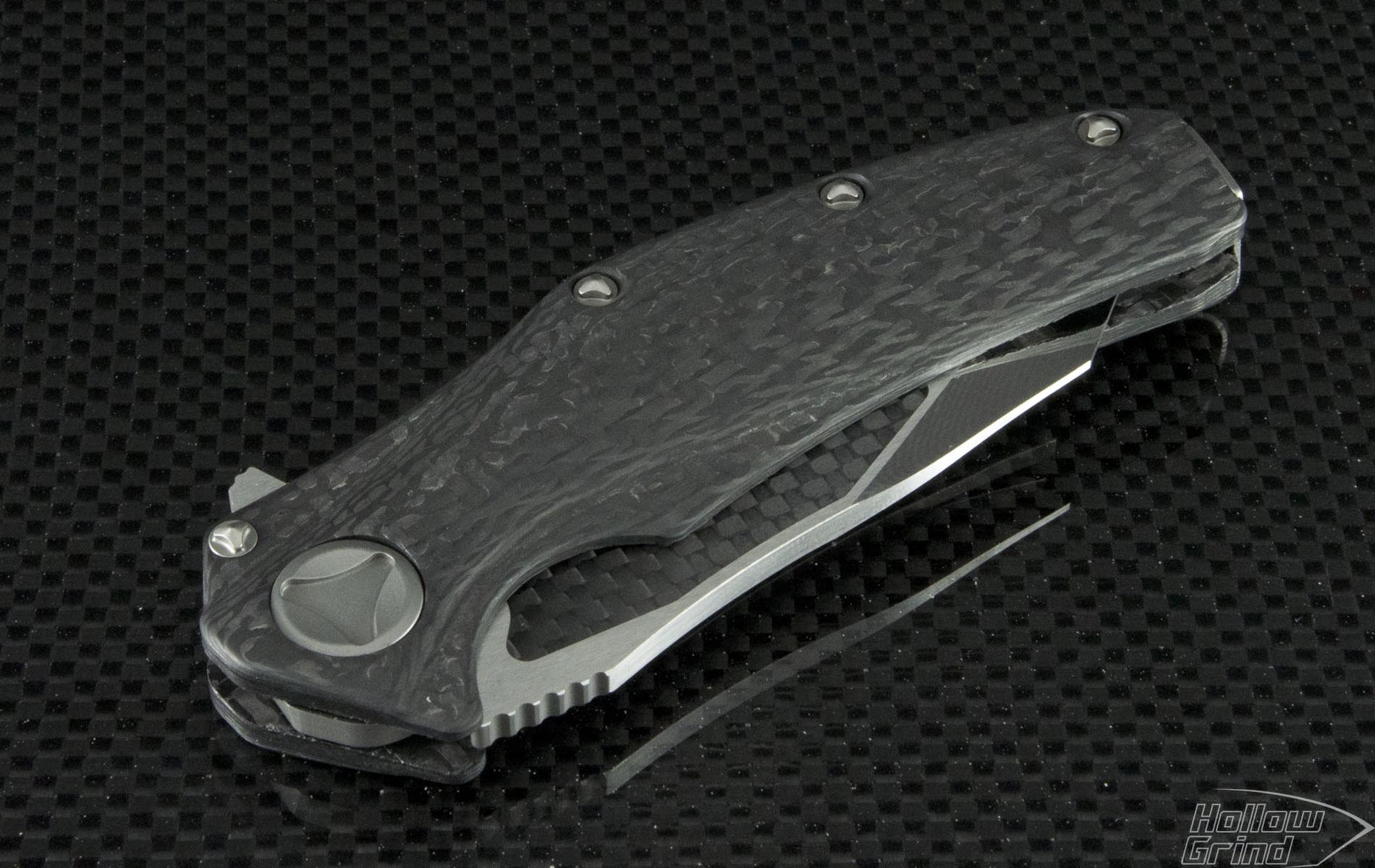 Microtech Knives Custom Carbon Fiber Mini Matrix S/E Flipper Knife (3in ...