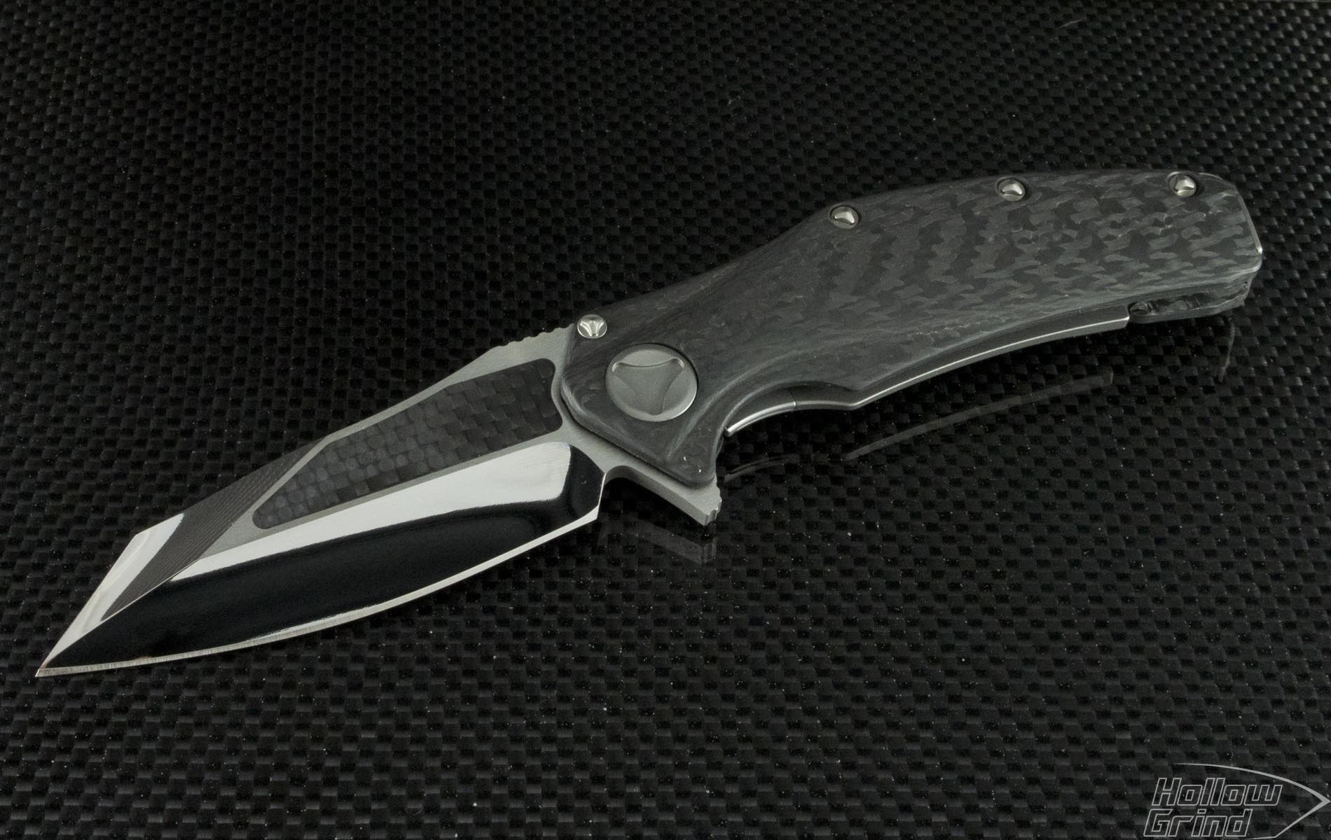 Microtech Knives Custom Carbon Fiber Mini Matrix S/E Flipper Knife (3in ...