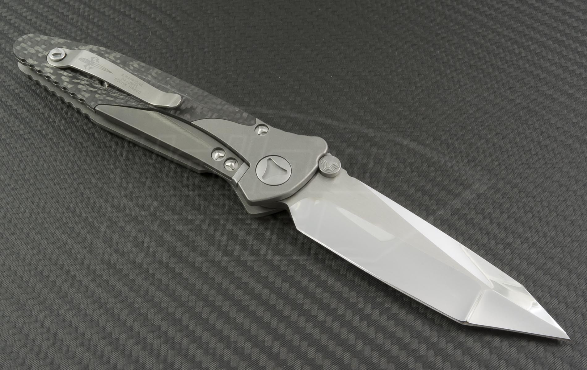 Microtech Knives Custom Carbon Fiber Socom Bravo T/E Folder Knife (4in ...