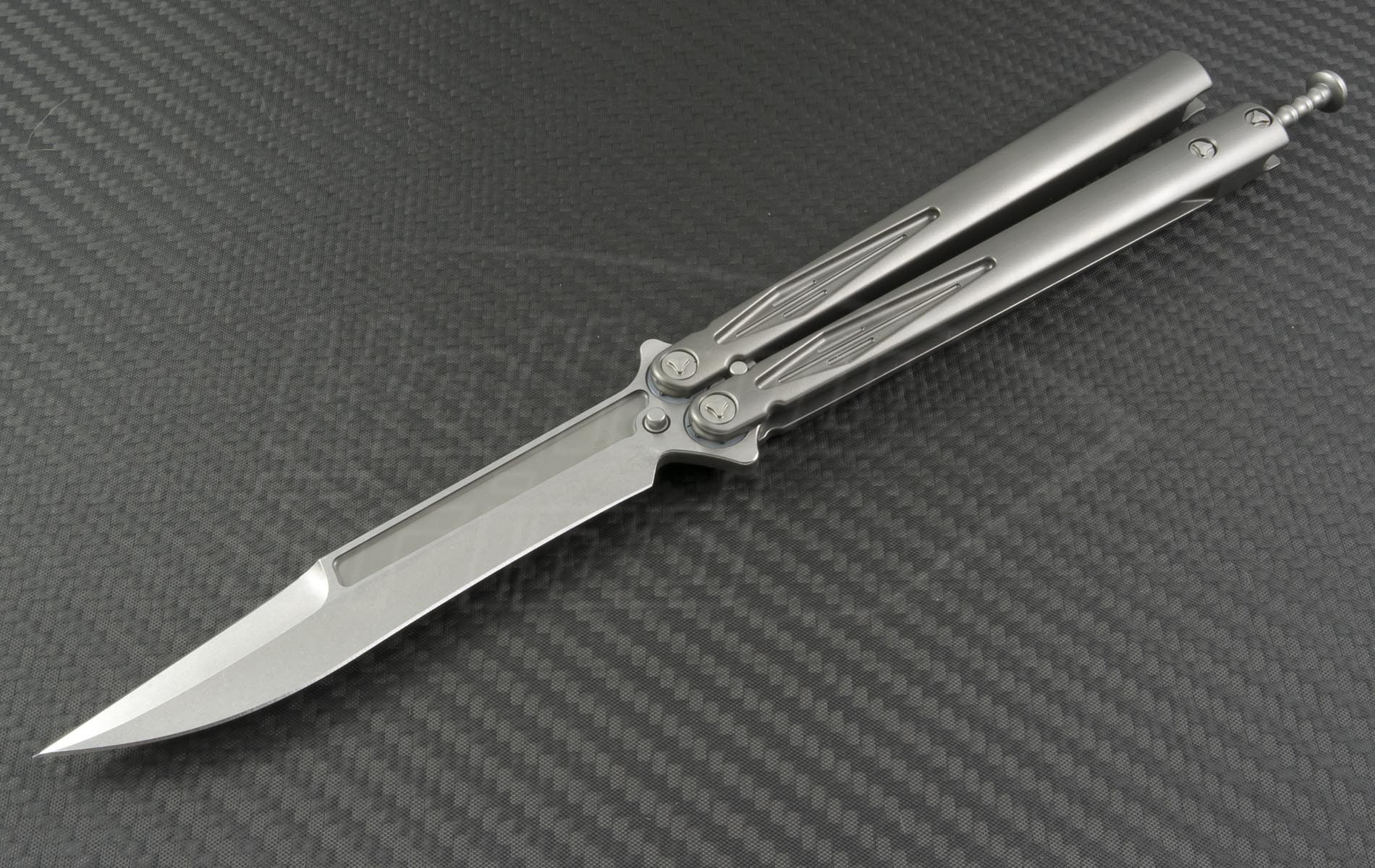 Microtech Knives Custom Titanium Tachyon 3 D/E Butterfly Knife (4.25in ...
