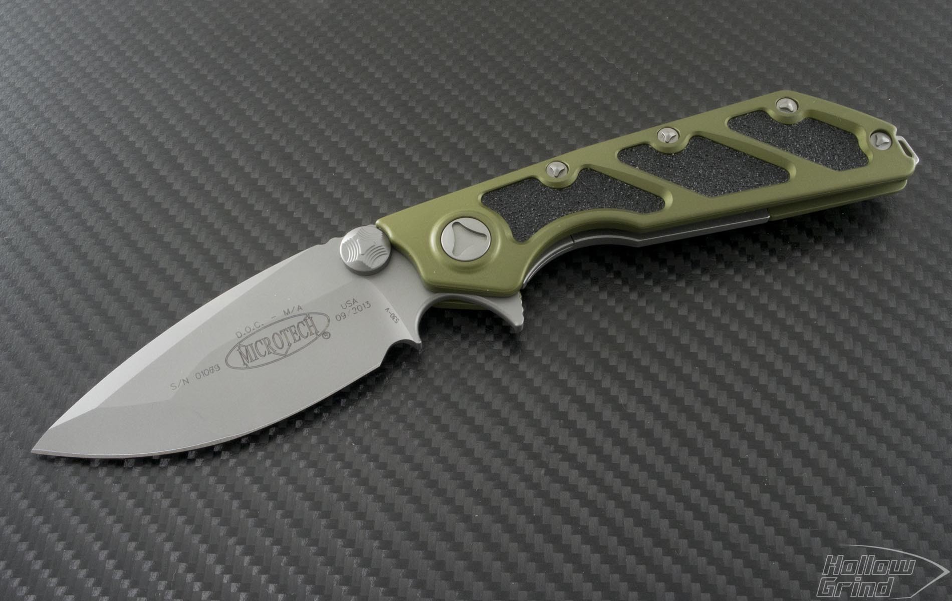 Microtech Knives Green DOC S/E Flipper Knife (3.875in Bead Blasted ...