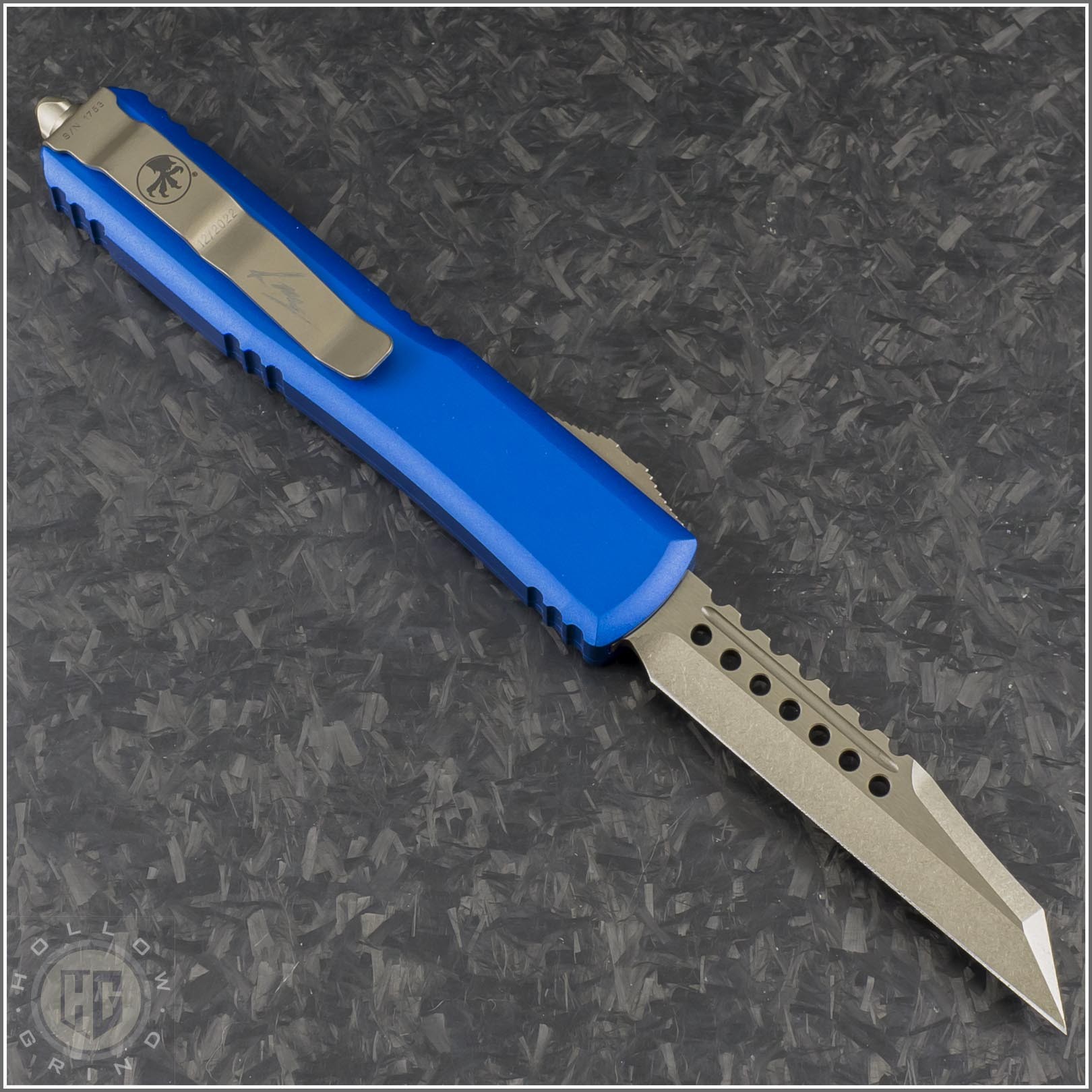 Microtech Knives Blue Ultratech Warhound Automatic OTF D/A Knife (3.4in ...