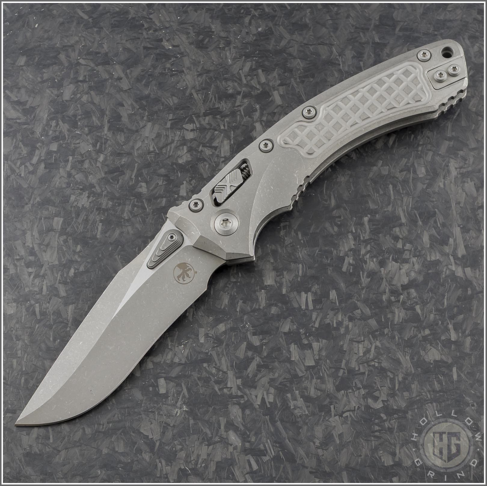 Microtech Knives Titanium Amphibian Recurve Folder Knife 3 5in