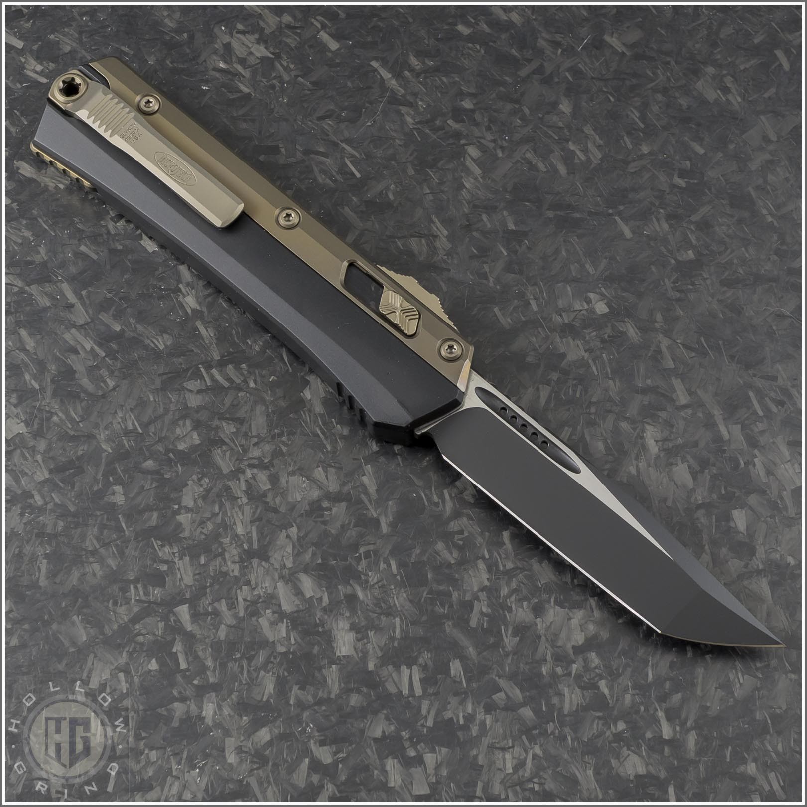 Microtech Knives Glykon T/E Automatic OTF D/A Knife (3.75in Black Plain ...