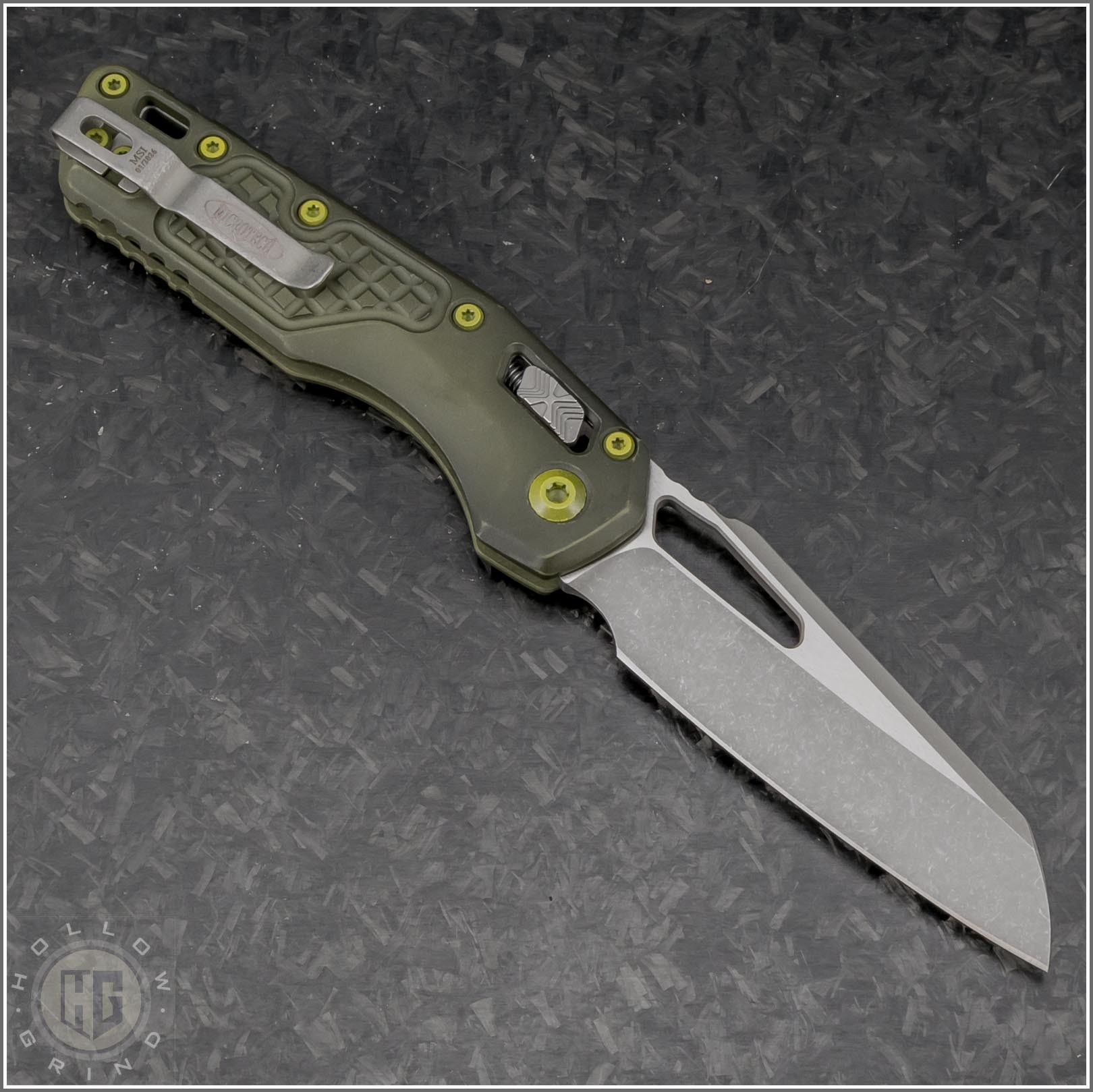 Microtech Knives Distressed Green MSI Wharncliffe Folder Knife (4in ...