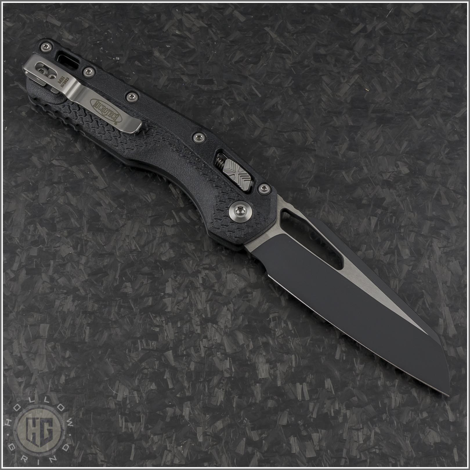Microtech Knives MSI Wharncliffe Folder Knife (3.375in Black Plain ...
