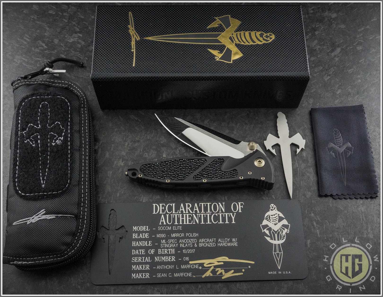 Microtech Knives Custom Socom Elite Clip Point Folder Knife (4in Mirror ...