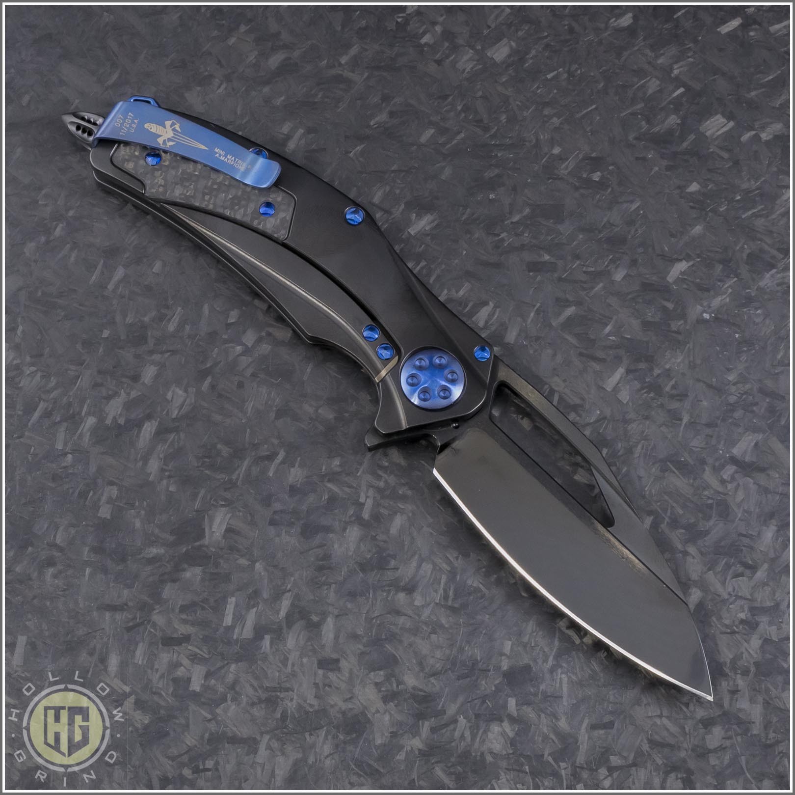Microtech Knives Custom Mini Matrix Drop Point Flipper Knife (3.25in ...