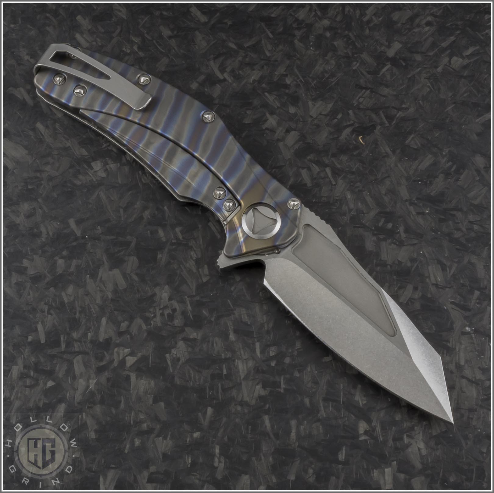 Microtech Knives Custom Flamed Ti Mini Matrix Clip Point Flipper Knife ...