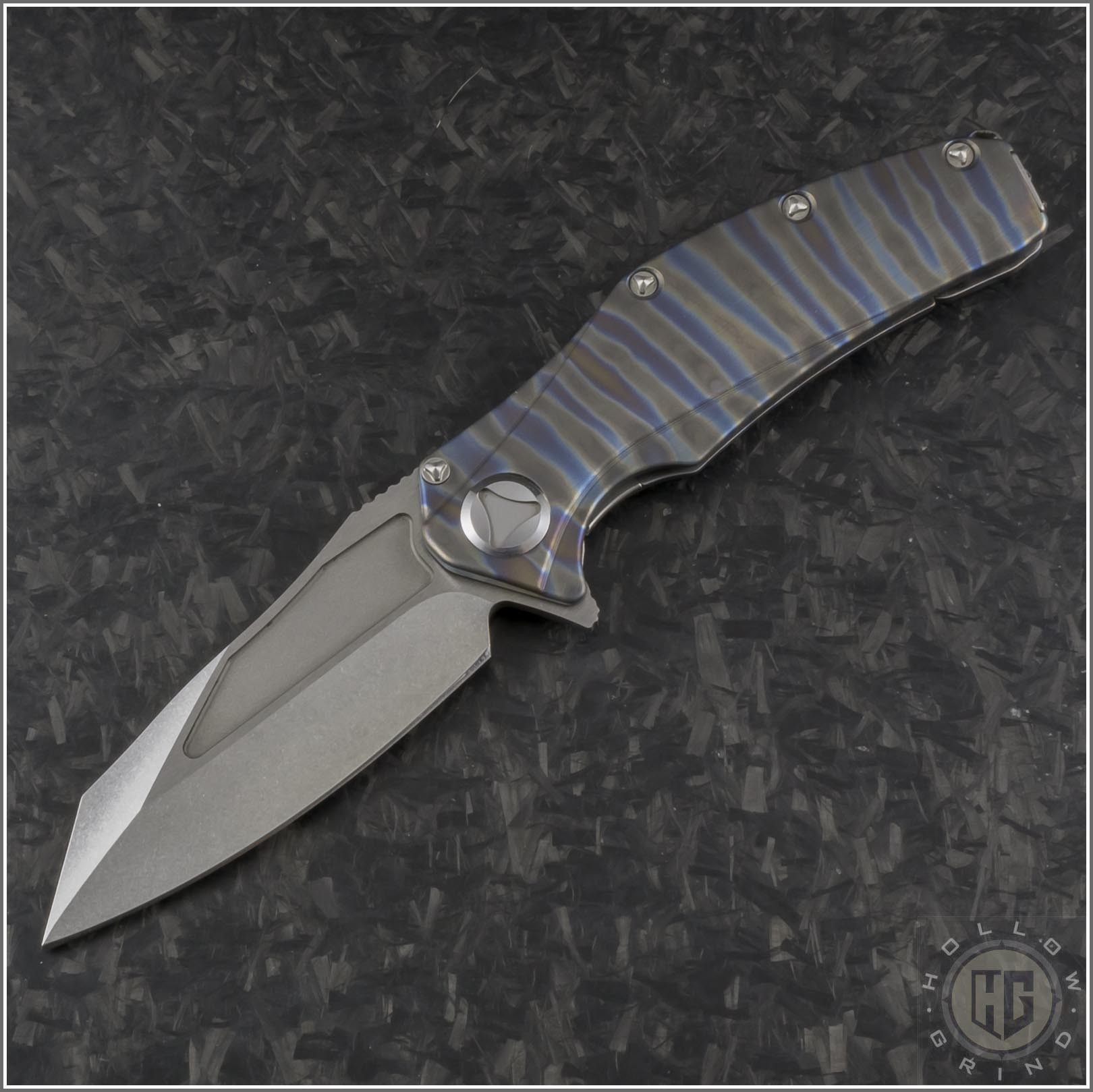 Microtech Knives Custom Flamed Ti Mini Matrix Clip Point Flipper Knife ...