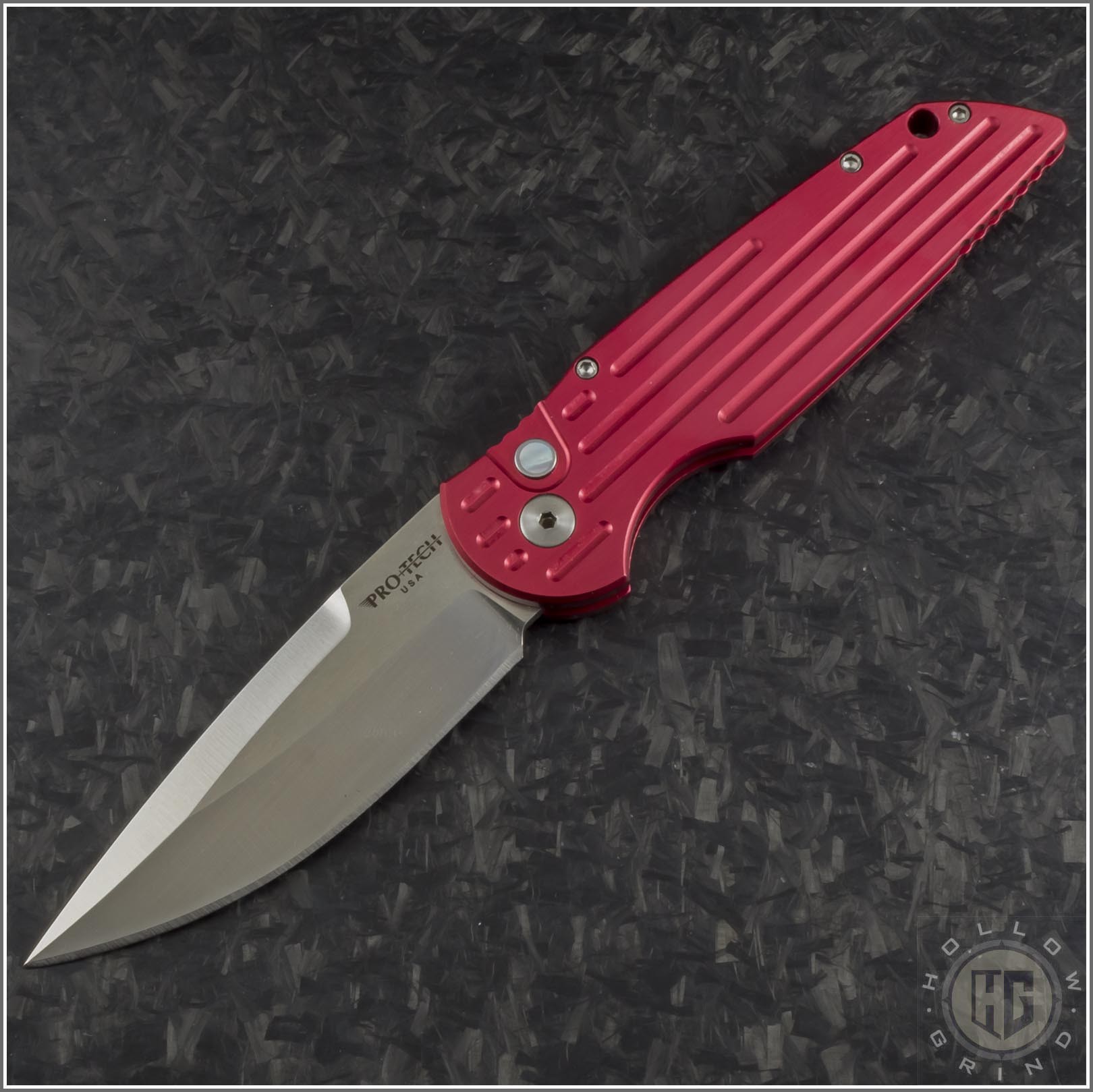Pro-Tech Red TR3 S/E Automatic Folder S/A Knife (3.5in Satin Plain) PT ...